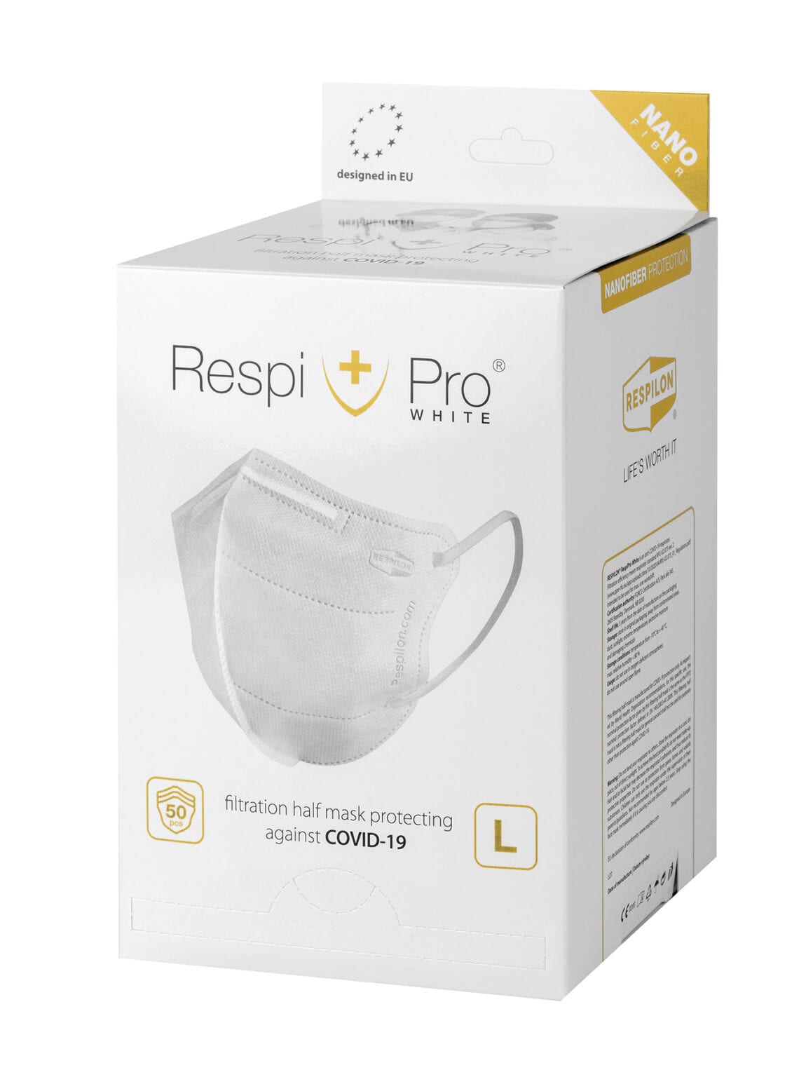 RespiPro WHITE N95-FFP2 COVID-19 Certified Nanofiber Respirator in ...