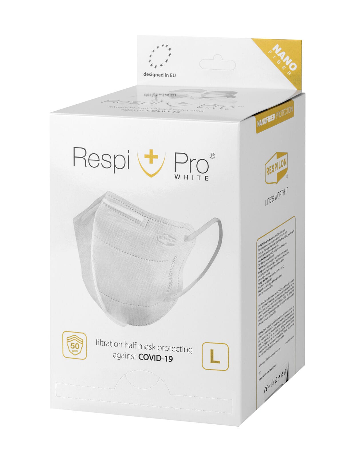 RespiPro WHITE N95-FFP2 COVID-19 Certified Nanofiber Respirator in ...